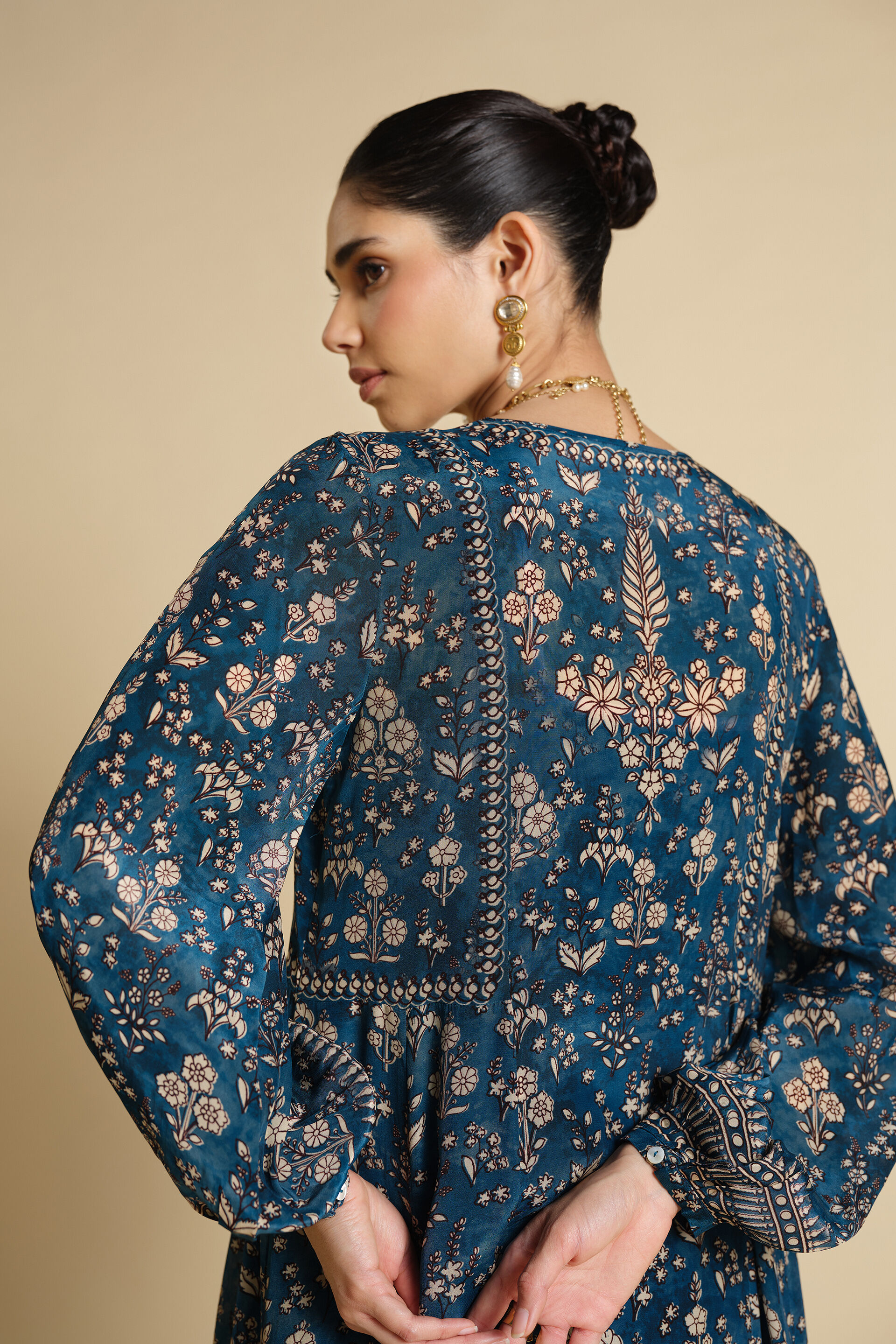 Buy Designer Niral Printed Kaftan - Blue Online from Anita Dongre