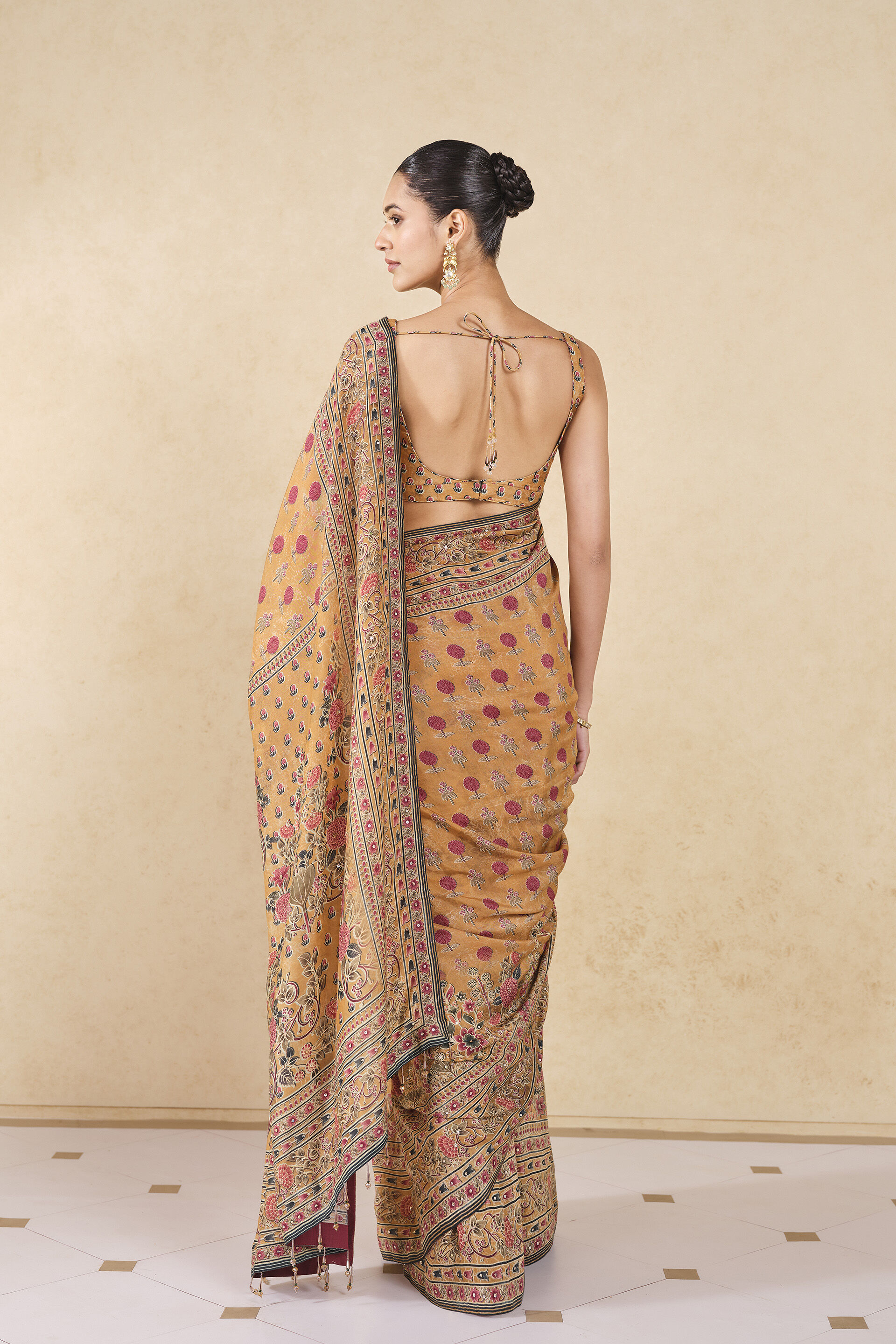 Buy Designer Rue Printed Silk Saree - Yellow Online from Anita Dongre
