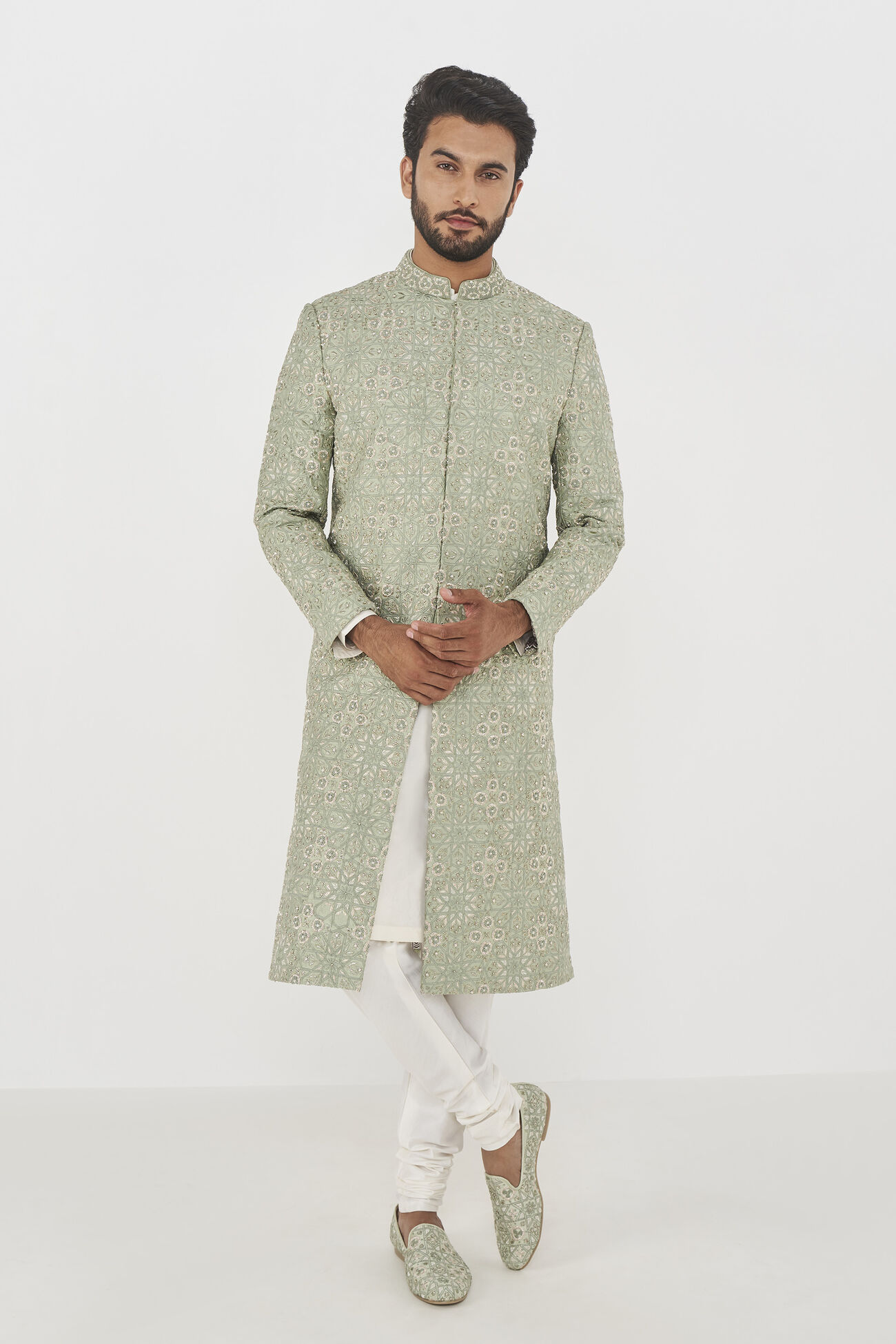 Buy Men's Aadel Sherwani - Sage Green for Wedding from Anita Dongre